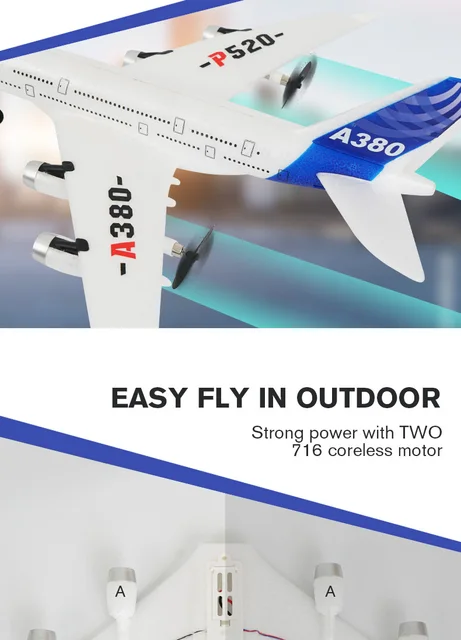 New A380 Airplane 3Ch Fixed Wing Outdoor A120-A380 RC Plane, 59% OFF