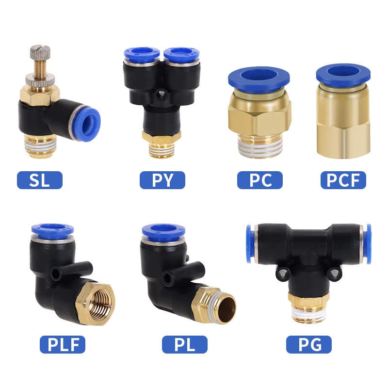 Pneumatic Air Connector Fitting PC/PCF/PL/PLF 4mm 6mm 8mm Thread 1/8" 1 ...