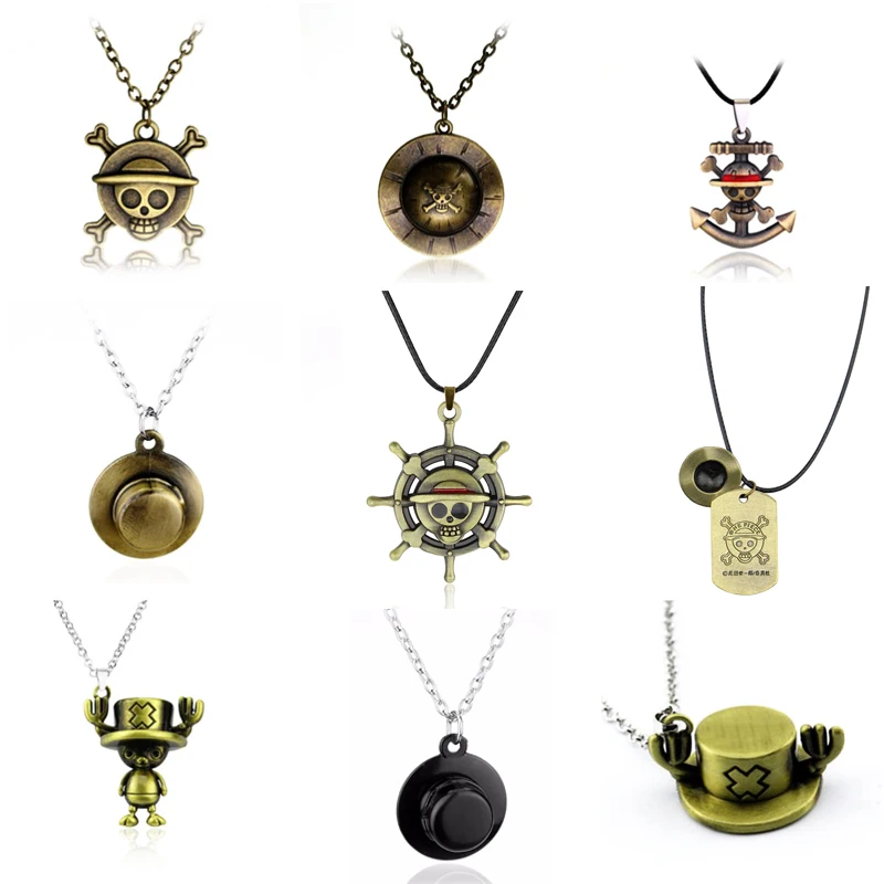 Mixed Cosplay Anime One Piece Luffy Skull Pendant Necklace Rope Chain ...