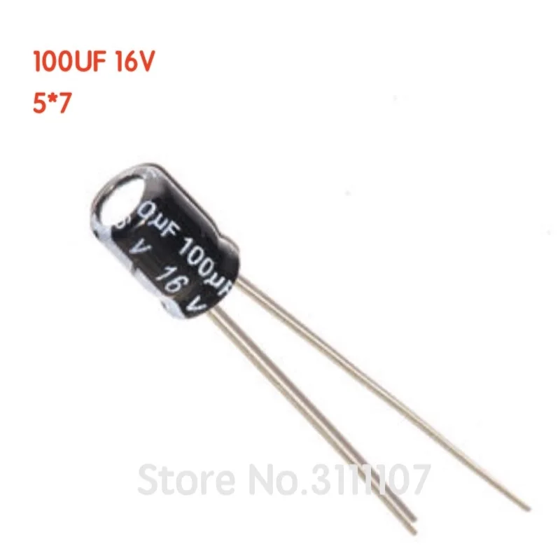 20PCS-LOT-100UF-16V-5-7-Aluminum-electrolytic-capacitor-5-7 ...