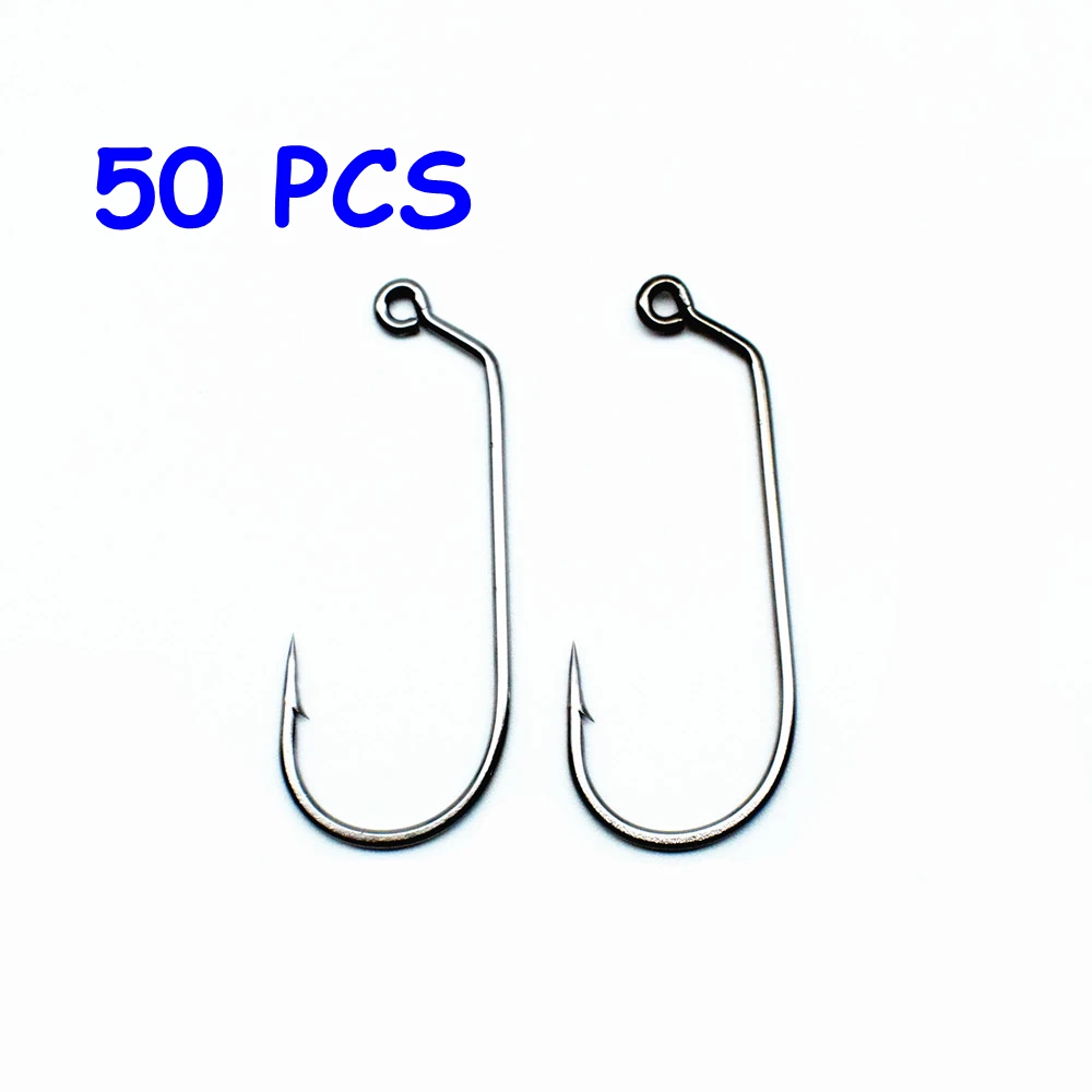 50 Pcs Long Handle Fishing Hook Crank Hook For Soft Worm Bait Offset ...