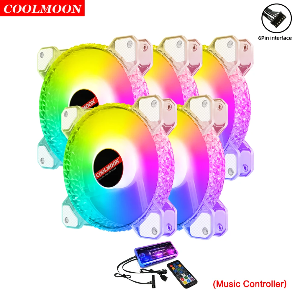 Coolmoon-Diamond-Style-120mm-PC-Computer-Case-Fan-6Pin-Silent-Cooler ...