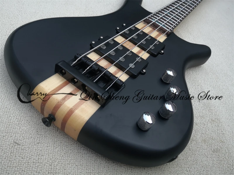 4 Strings Bass Guitar Wa Matte Black Bass Maple Neck Though Ash Wood ...