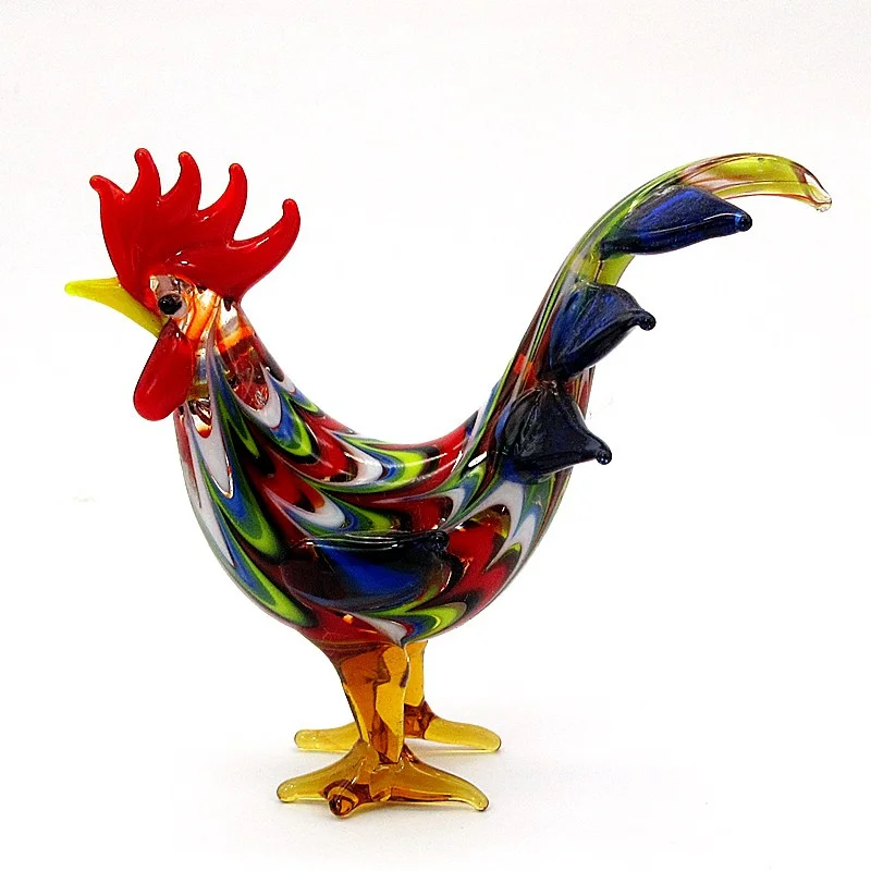 Glass Rooster Figurine Cock Collection Glass Rooster Statue Glass ...