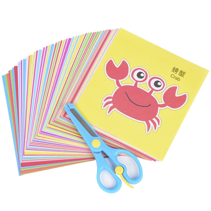 96 Pcs Children Cartoon DIY Colorful Paper Cutting Folding Toys Kids ...