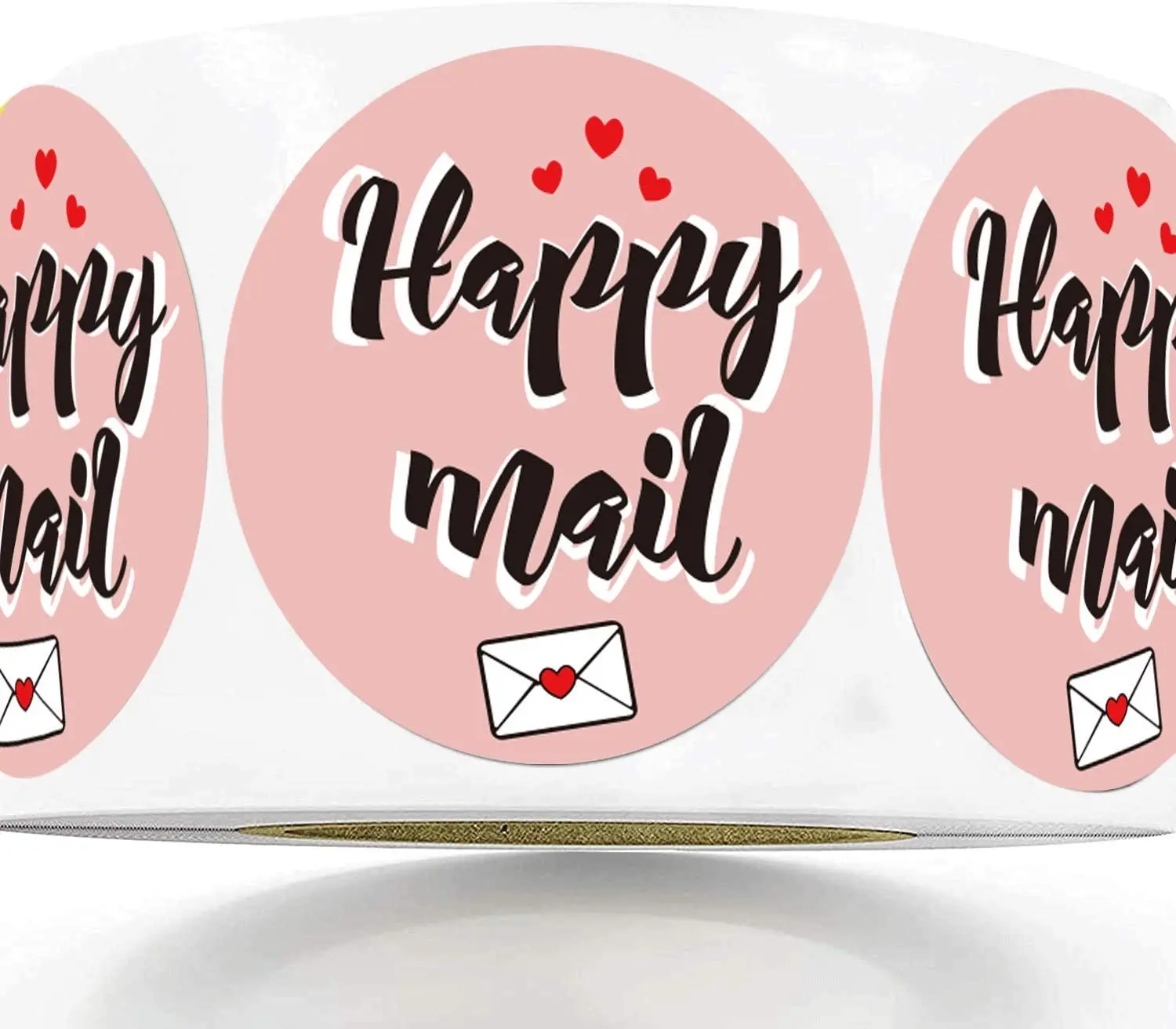 Pink Happy Mail Stickers 1.5 Inch Business Mail Packing Envelop Sealing ...