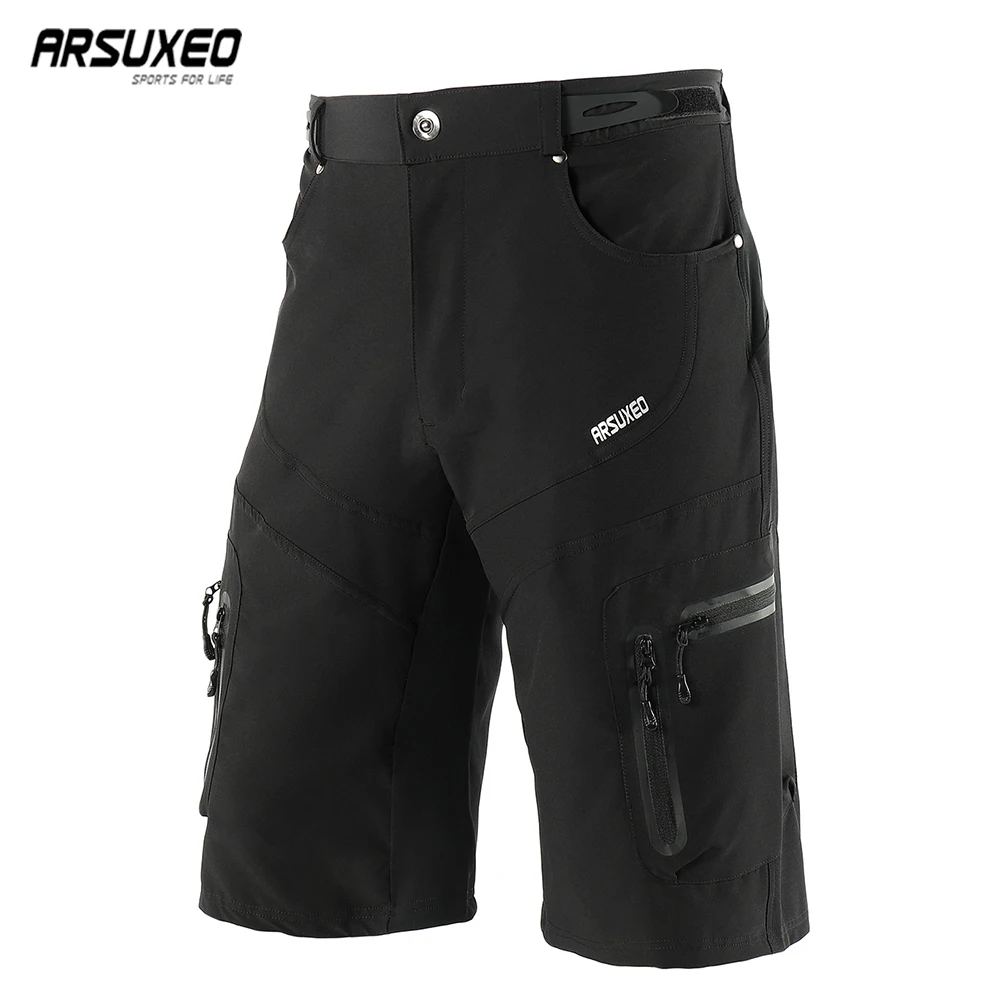 ARSUXEO 남성용 여름 야외 스포츠 사이클링 반바지, 통기성 내리막 MTB 산악 자전거 자전거 반바지 편안한 착용감 1806 ...