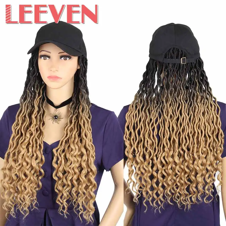 Leeven 22inch Dreadlock Hair Wigs Synthetic Black Hat Attached Cap With ...