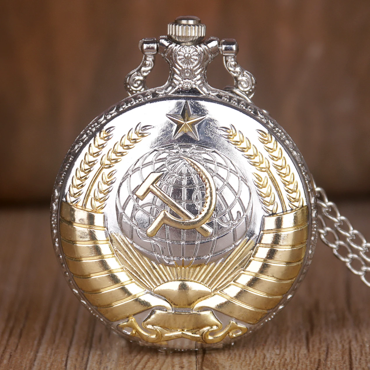 Bronze/Gold/black/silver USSR Soviet Sickle Hammer Quartz Pocket Watch ...