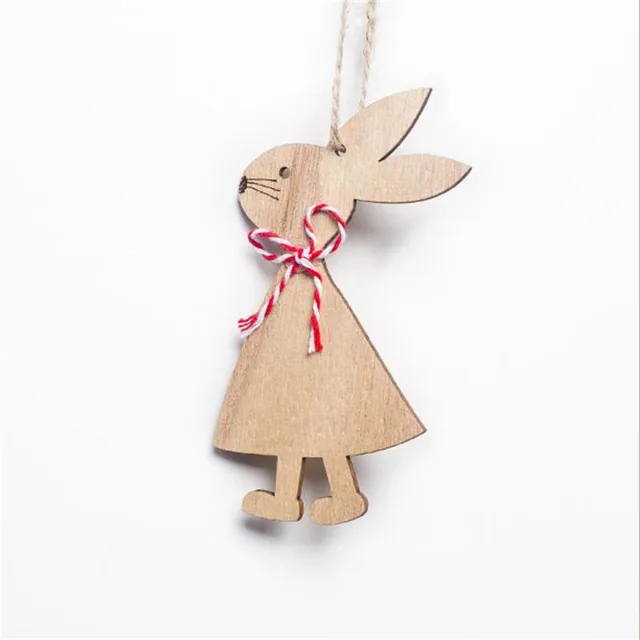 4pcs/set 7*11cm Easter Rabbit Wooden Decoration DIY Wood Hanging Crafts ...