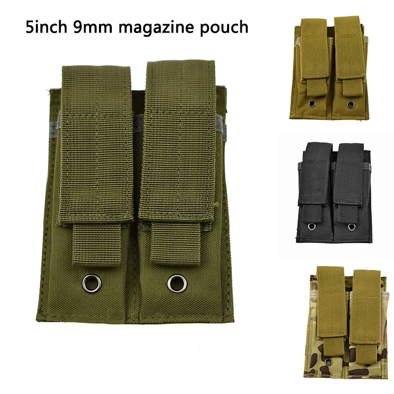 9mm Double Pistol Magazine Pouch Molle Belt Dual Mag Holster Holder Bag