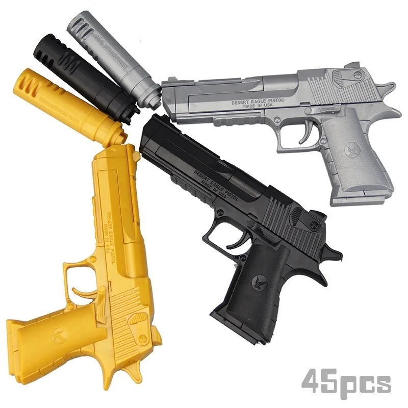 Pretend Play revolver toys for boys static play gun Black MDF pistol ...