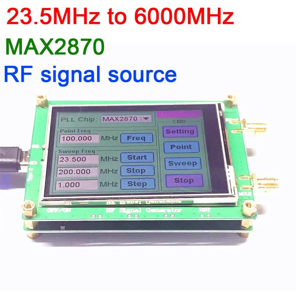 23.5MHz-6000MHz RF signal source MAX2870 PLL Signal generator frequency sweep touch screen LCD ...
