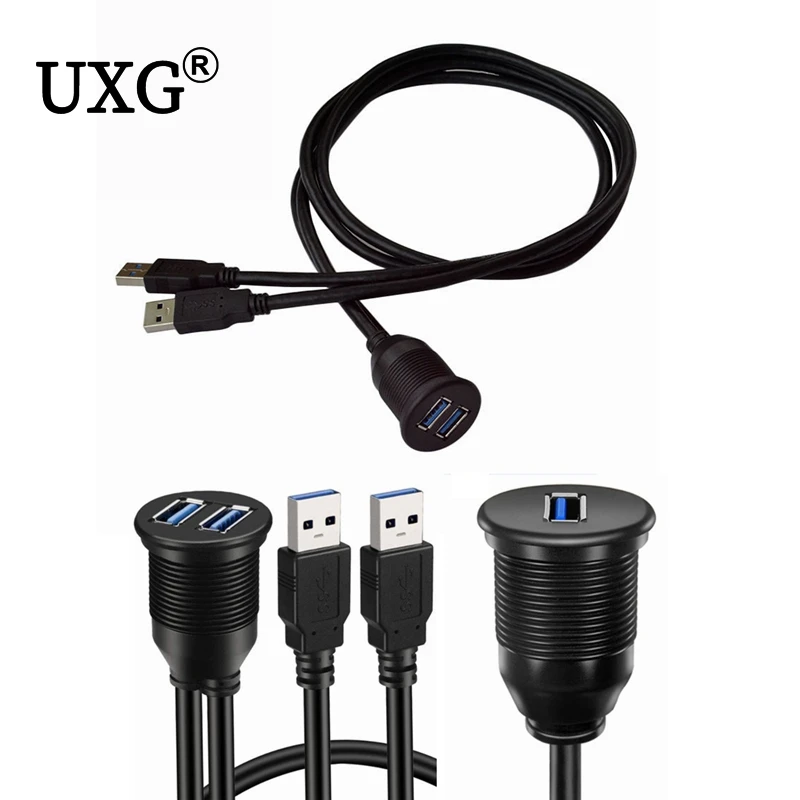 USB-Panel-Flush-Mount-Cable-Dual-USB-3-0-Extension-USB-Mount-Dash-Mount ...