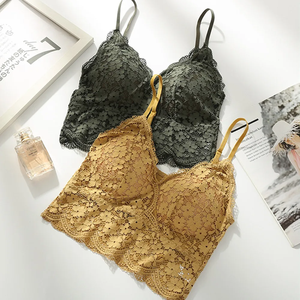 새로운 도착 여성 푸시 업 무선 꽃 레이스 브래지어 탑 여성 Bralette 속옷 란제리 풀 컵, 핫 세일|Active Bra ...