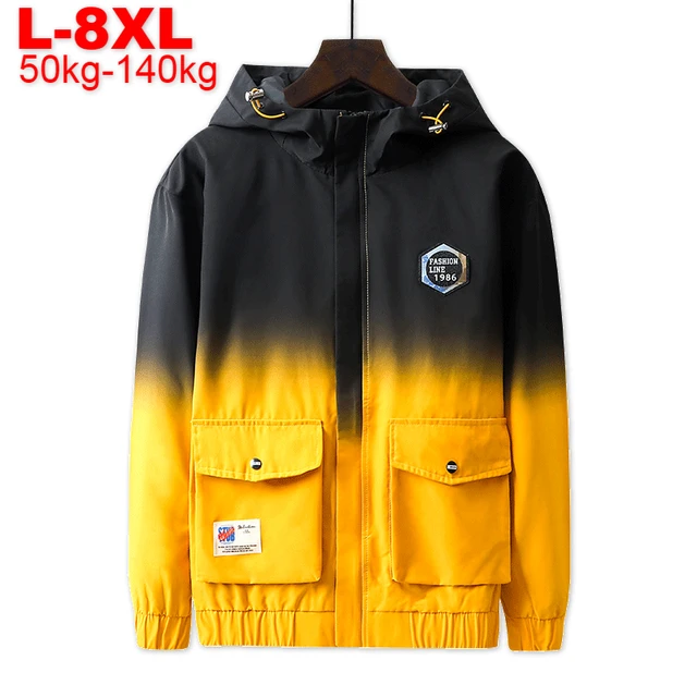 Large Size Windbreakers Gradient Men Hooded Jacket Fashion Windproof ...