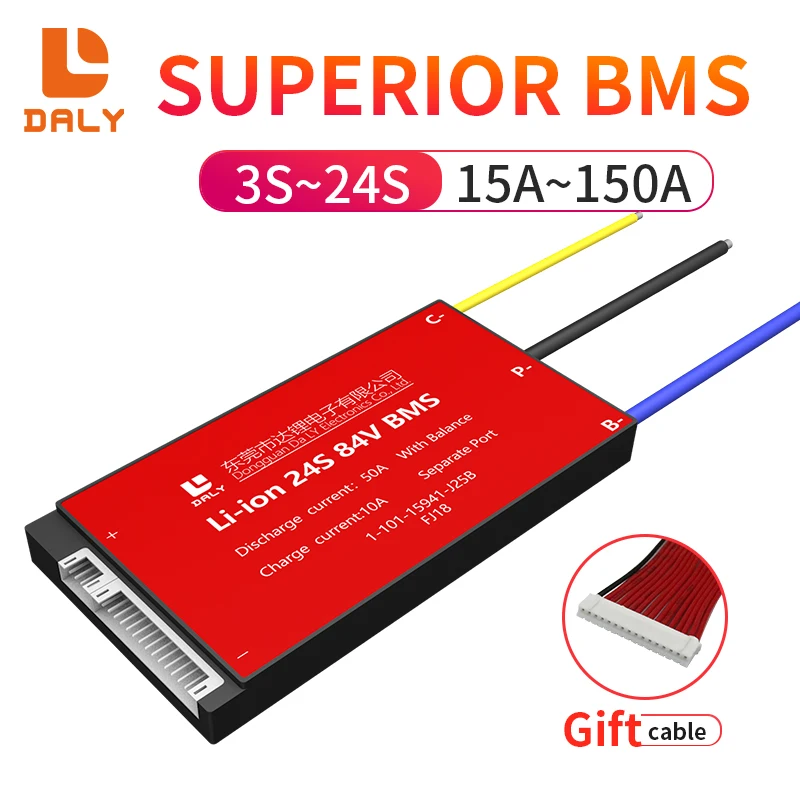 Daly 18650 BMS 3S 24S 15A 20A 30A 40A 60A 80A 100A 120A 150A Separate Port With Balance For ...