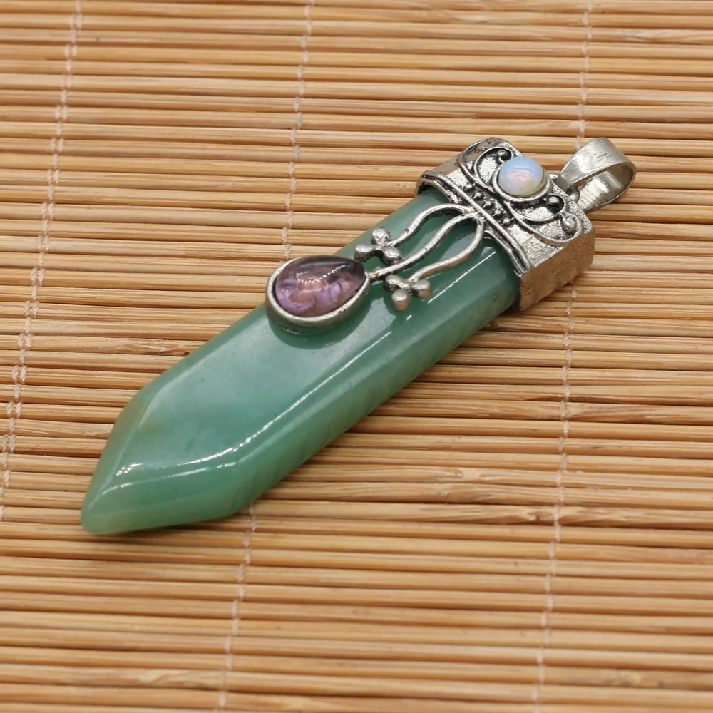 Rose Quartz Agate Malachite Crystal Pillar Sword Stone Pendant Reiki N ...