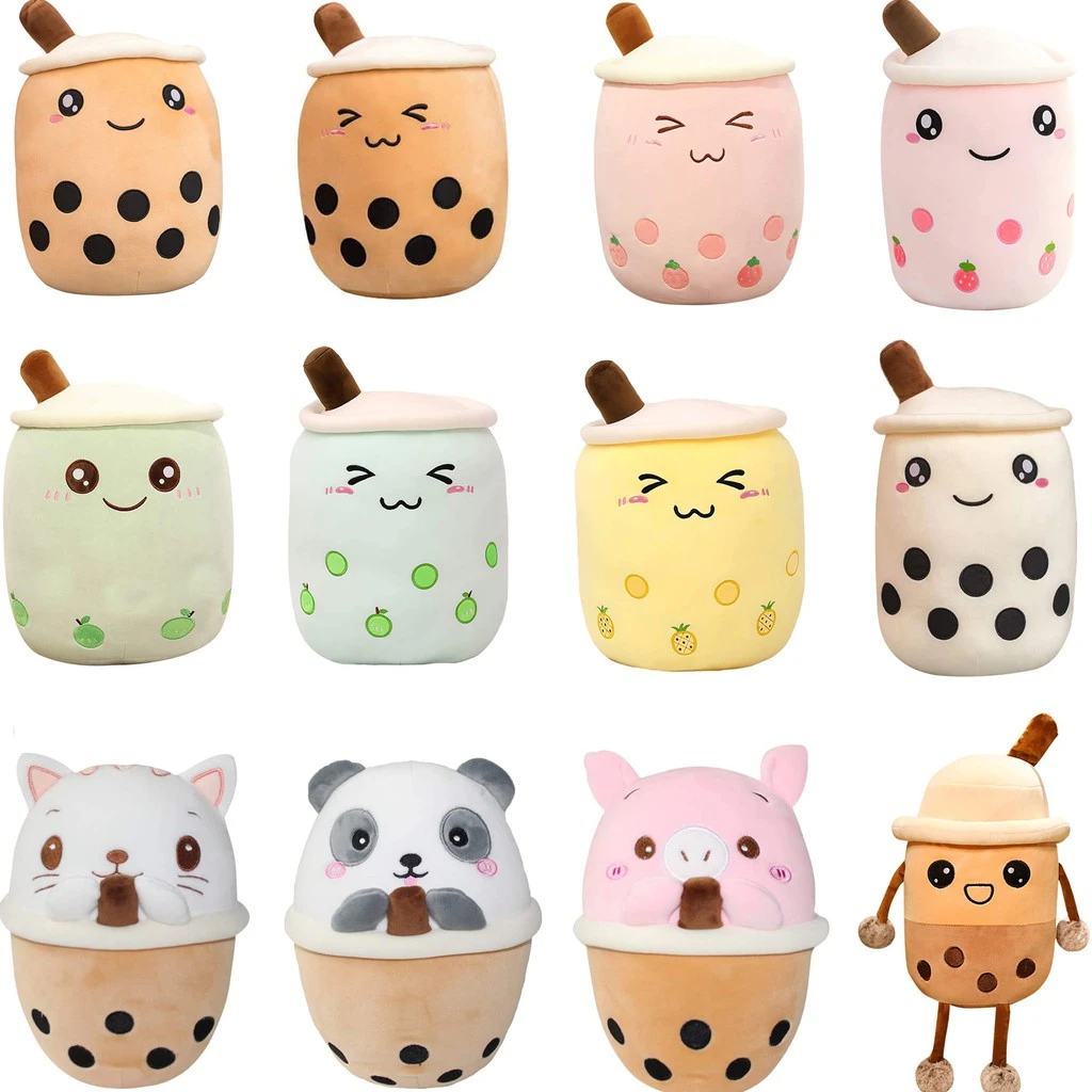 9.4 Inch Cartoon Bubble Milk Tea Plush Pillow, Cute Stuffed Boba Cup ...