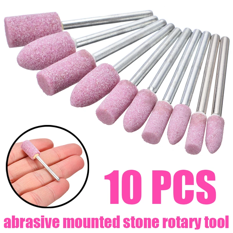 10pcs 1/8" Mini Shank Abrasive Mounted Stone 4mm/5mm/6mm/8mm/10mm ...