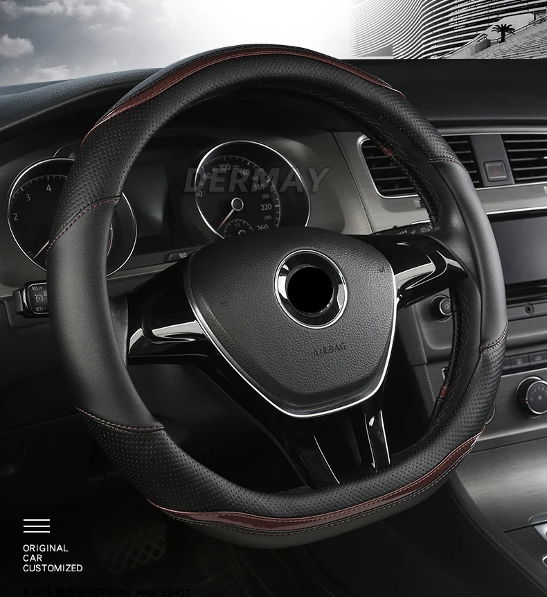 COUVRE-VOLANT,O shape Blue--housse de volant de voiture en cuir PU ...