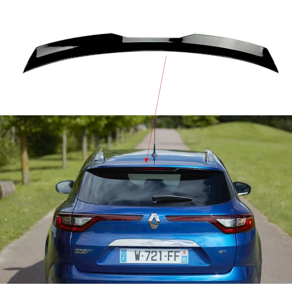 Para renault megane 4 spoiler 2016 2017 2018 2019 2020 spoiler gloss preto universal asa ...