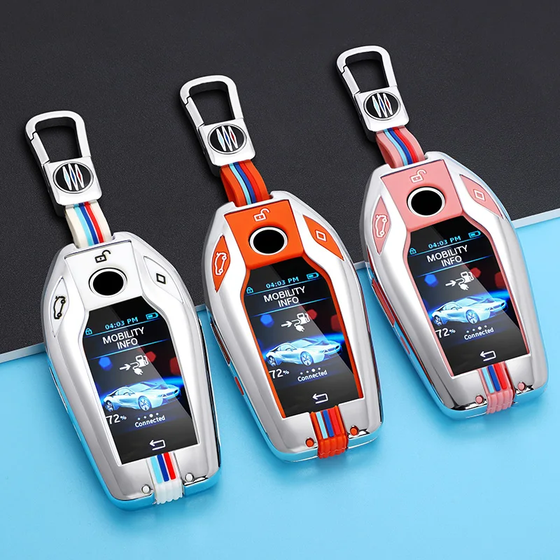 Leather LCD Display Car Key Cover Case Shell for BMW 5 7 Series G11 G12 ...