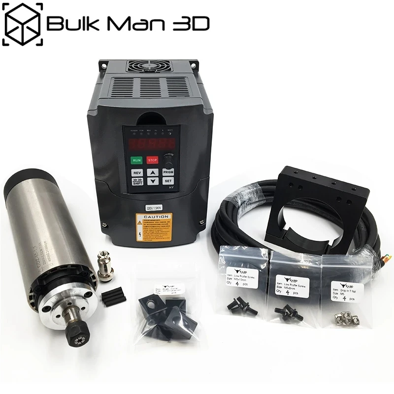 1.5kw Air Cooled Spindle + Vfd Inverter + 65mm/80mm Spindle Mount Plate ...