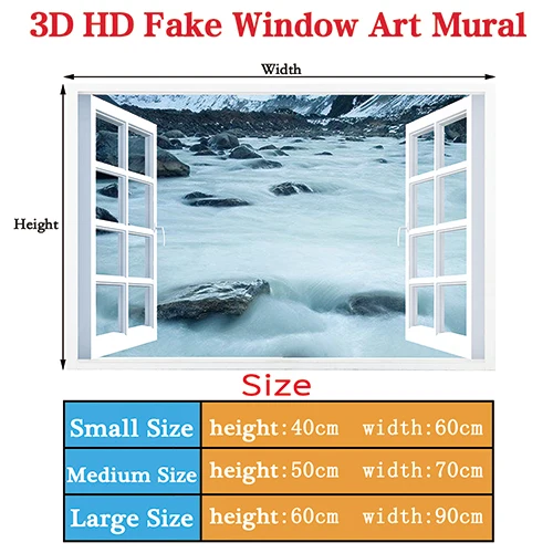 3D Simulation Fake Window Wallpaper Lake Landscape Mountain Clouds Wall ...