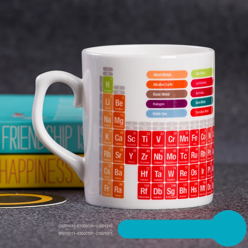 300ml Creative Ceramics Periodic Table Elements Mugs With Spoon Cover ...