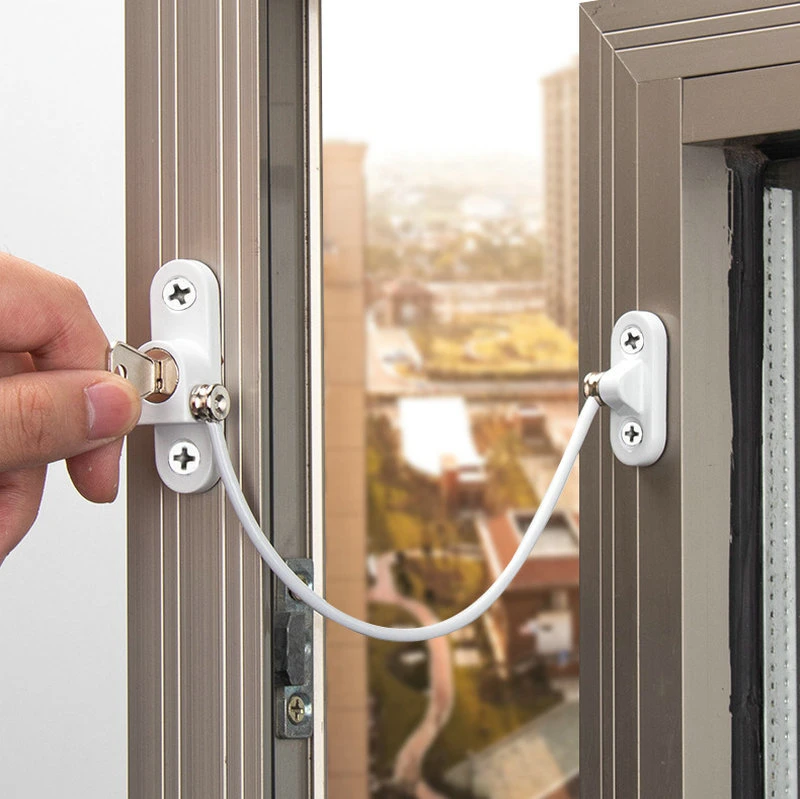 1x Window Door Restrictor Security Cable Key Lock Catch Wire Child Baby ...