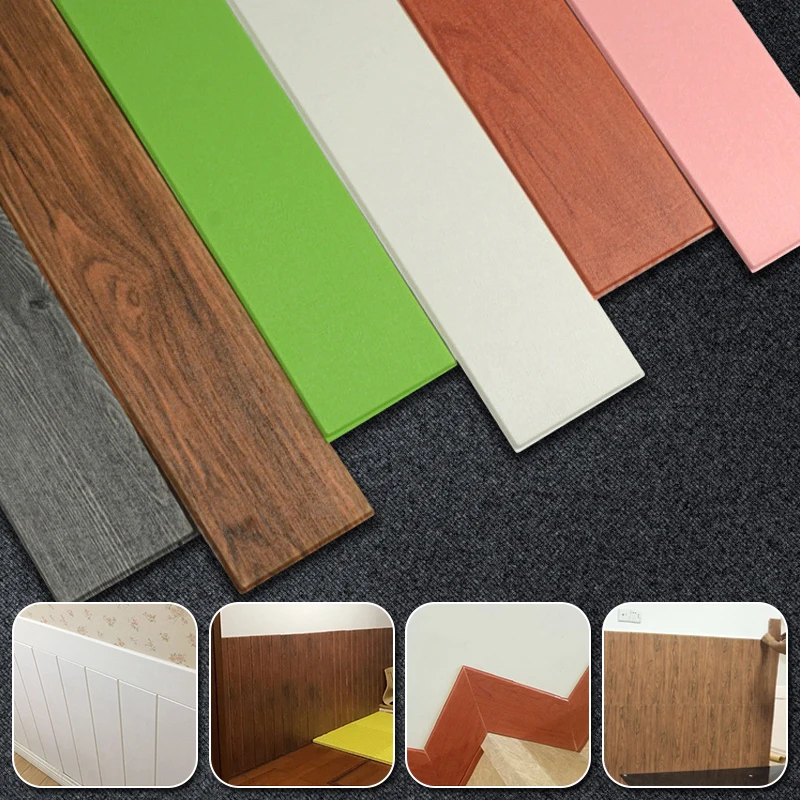 PVC-Self-Adhesive-Skirting-3D-Imitation-Wood-Grain-Waterproof-Waist ...