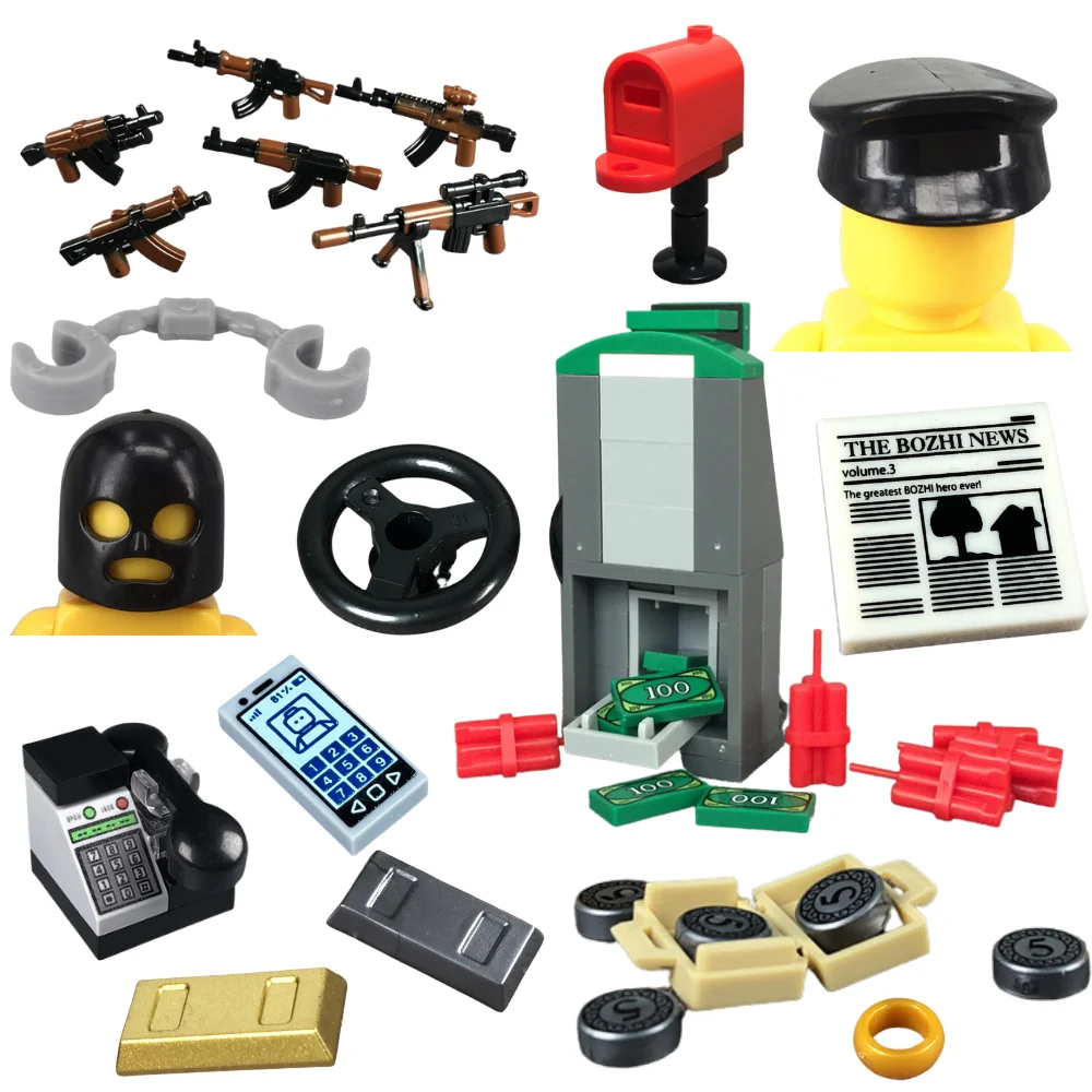 MOC Building Block Bricks, Horror City, Ouro, Prata, Dinheiro, Moedas ...