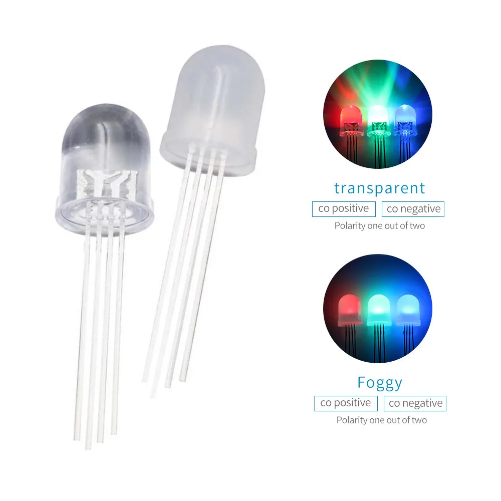 50pcs 4pin 10mm RGB LED Emitting Diode Indicator Arduino Red Green Blue ...