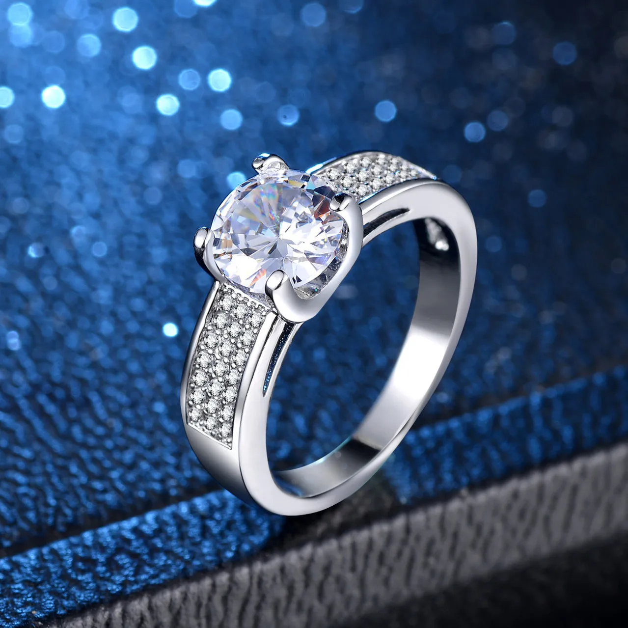 2021 Woman Diamond Jewelry Big Silver Wedding Rings For Couples S925 ...