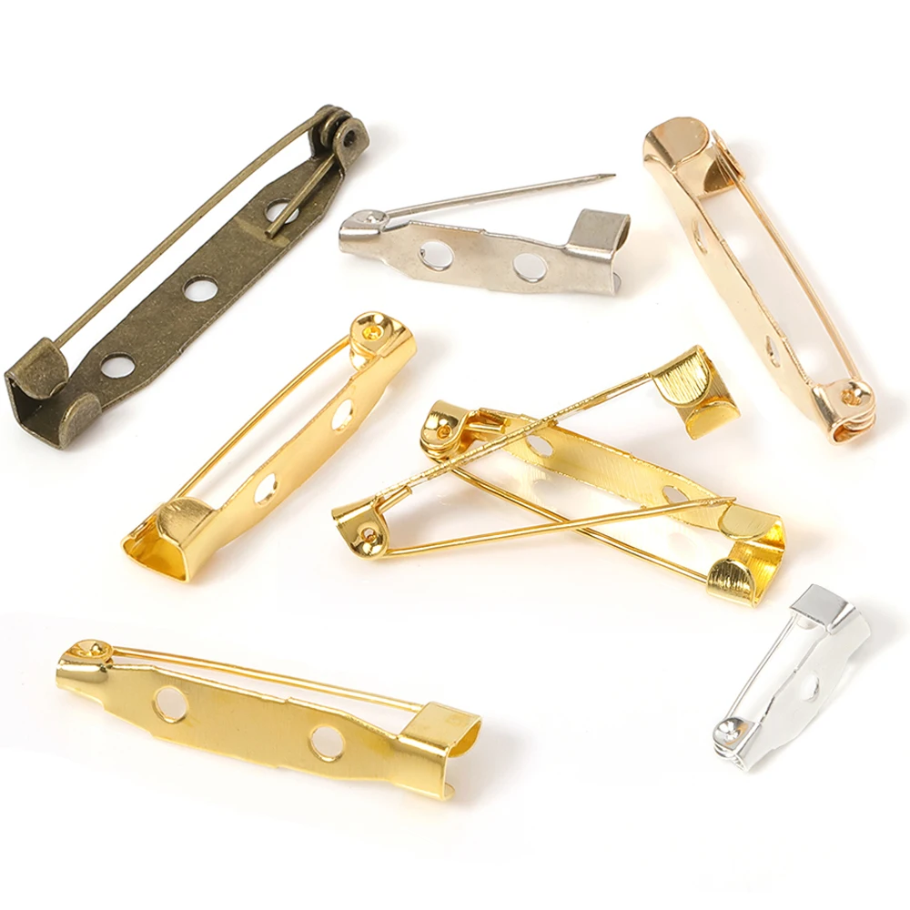 50pcs/lot 20/25/30mm Brooch Pin Blank Base With Hole Metal Iron ...