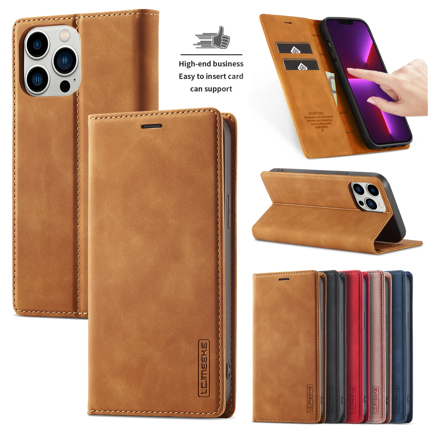 Leather Case for iPhone 16 17 Air 15 14 13 12 11 Pro Max XR XS 8 7 Plus ...