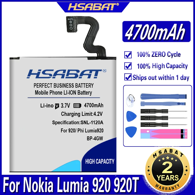 HSABAT Batería de teléfono móvil para Nokia Lumia 4700 920T, 920 mAh, BP 4GW, nuevo|mobile phone ...
