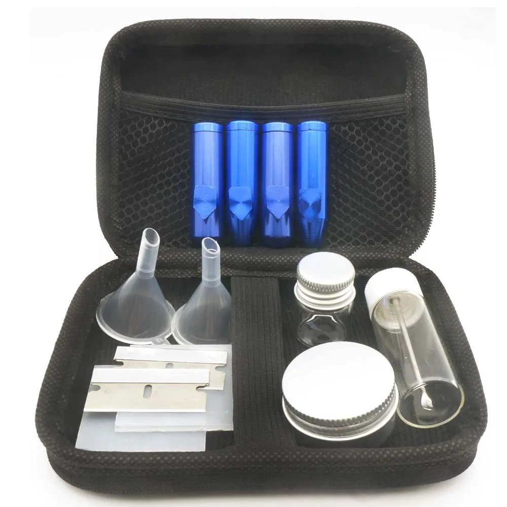 1Set Aluminum Sniffer Snuff Snorter With Dispenser Spoon Plastic Funnel ...