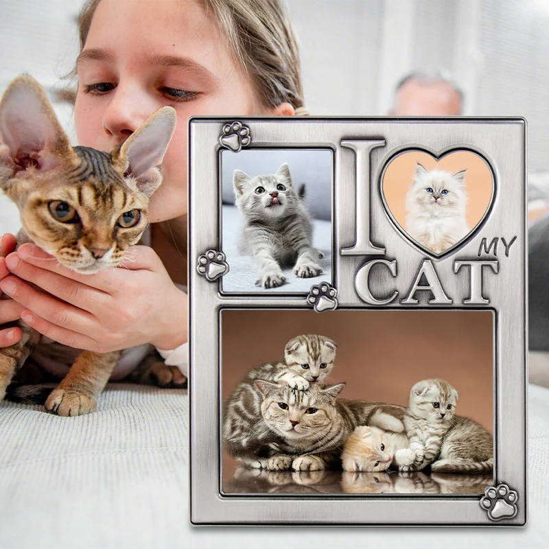 LASODY I Love My Cat Collage Picture Frame Meow Photo Frame Tabletop ...