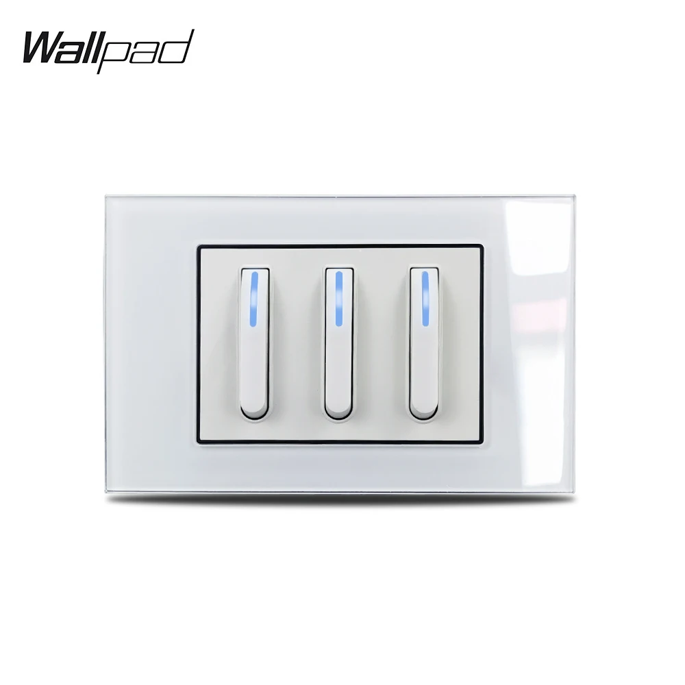 US-Piona-3-Gang-Push-Light-Switch-with-LED-Wallpad-L3-White-Glass-Wall ...
