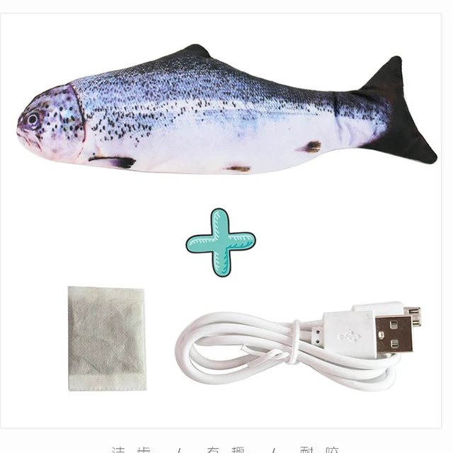 Cat USB Charger Toy Fish Interactive Electric floppy Fish Cat toy ...