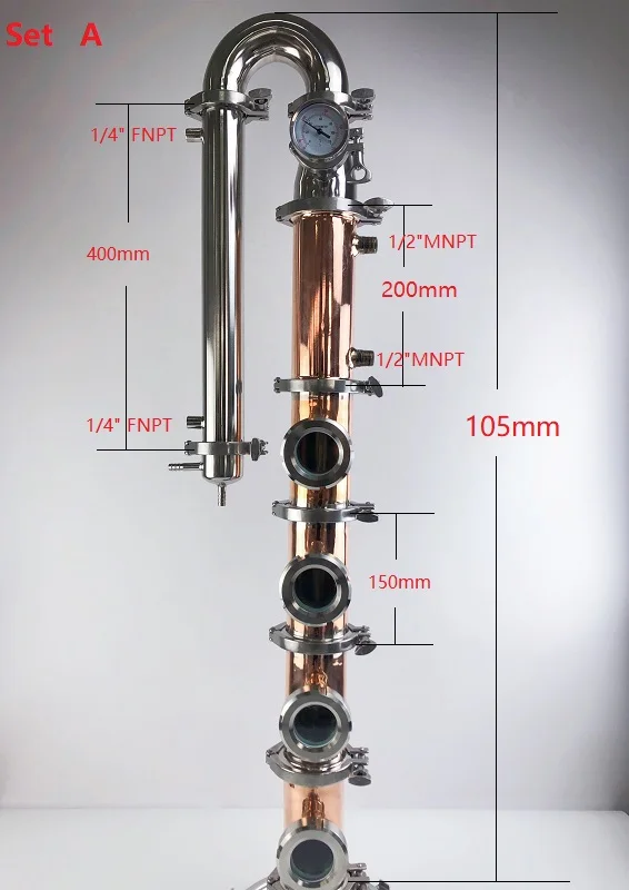 3" 76mmOD91 Mix Copper---Stainless Steel 304 Type Distiller Column ...