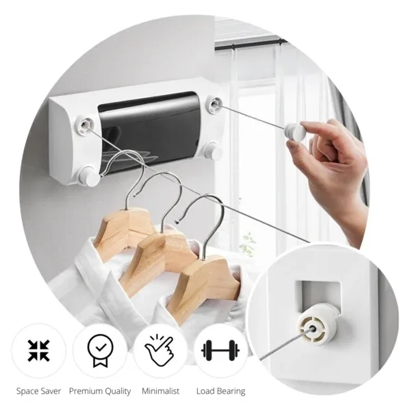 Retractable Clothes Line Dryer Clotheslines Double Row Clothesline Wall ...