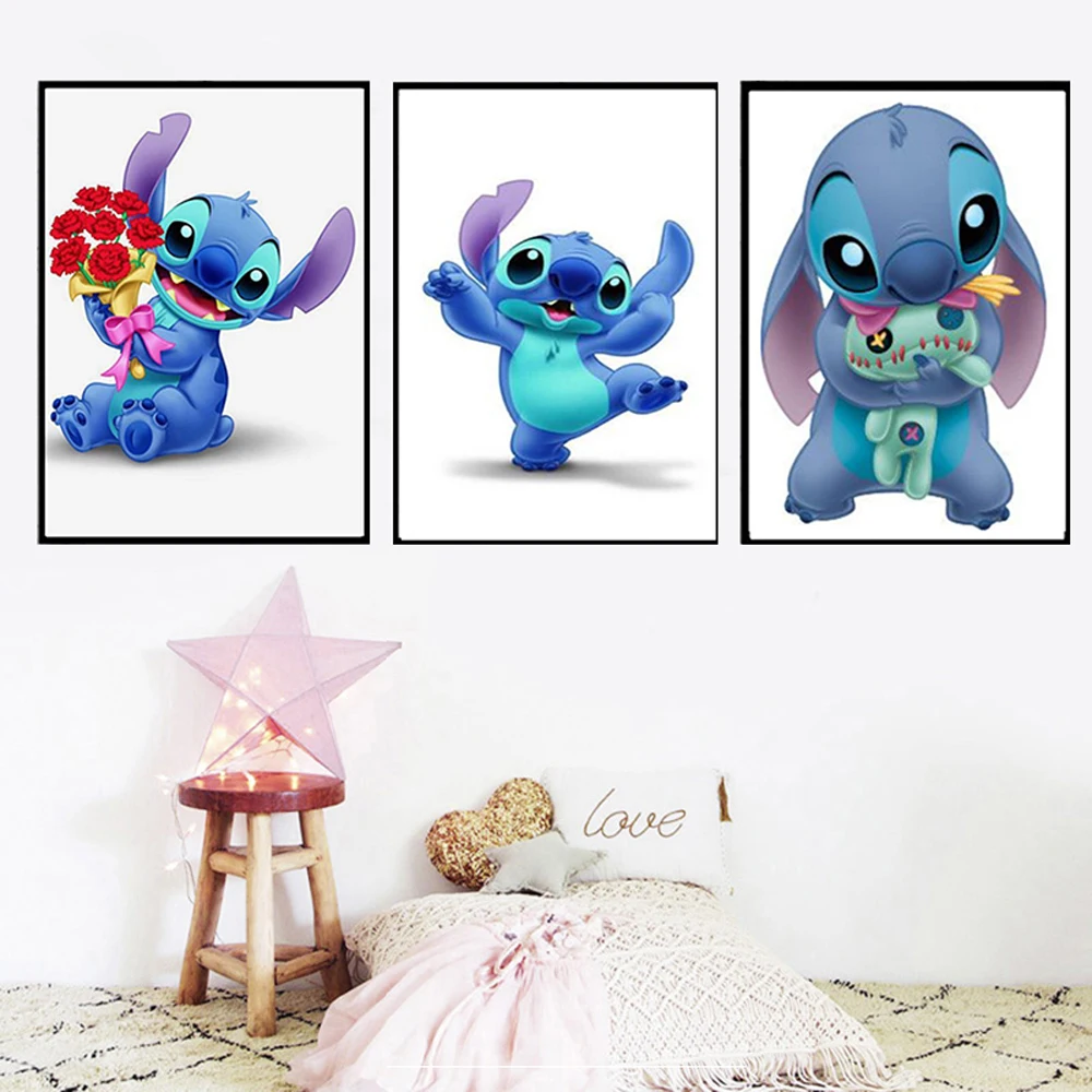 Kids Room Decor Disney Anime Cartoon Poster Abstract Cute Lilo Stitch ...