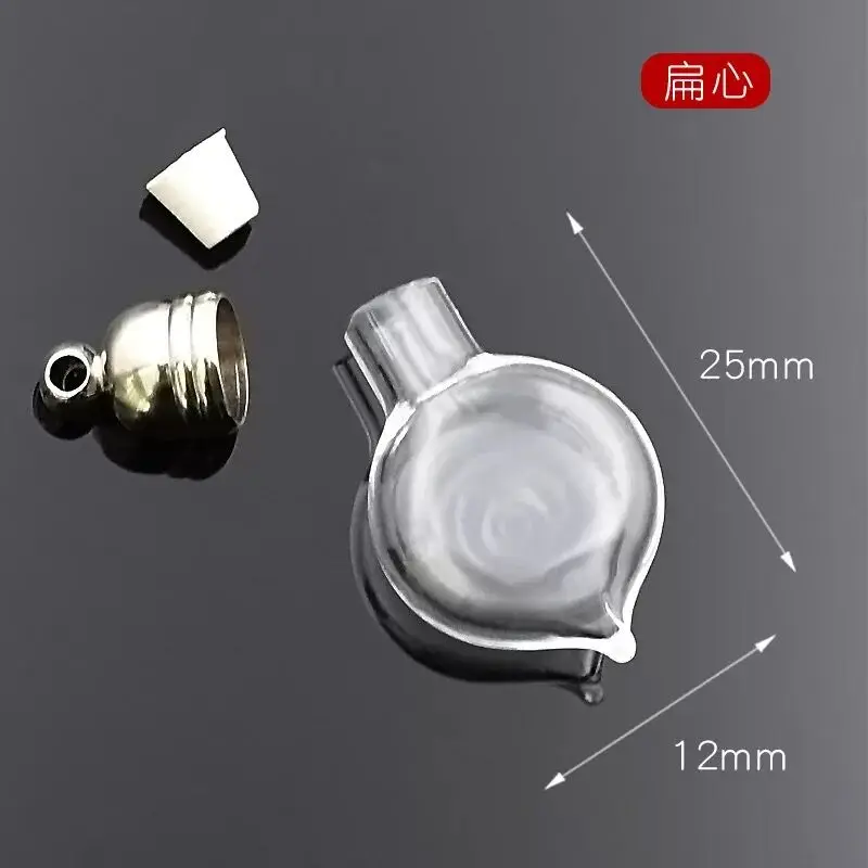 10pcs Heart Shape Glass Vial Pendant 5mm Metal Cap Rubber Plug Mini ...