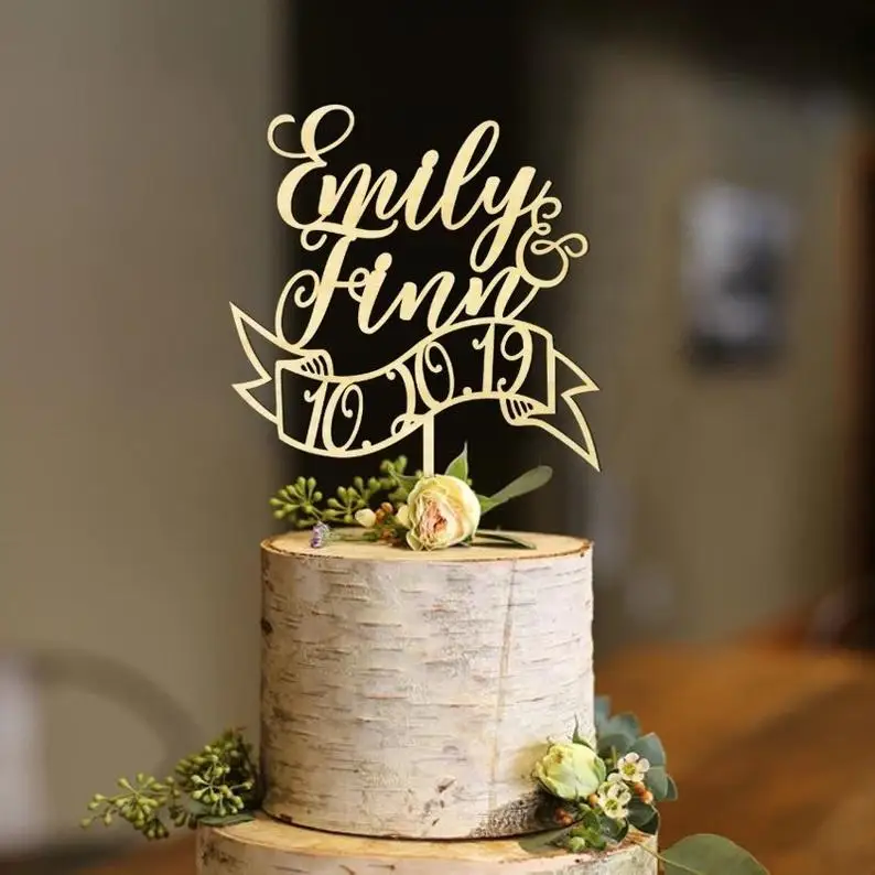 Nombre personalizado, adorno para tarta de boda, iniciales, adorno de ...