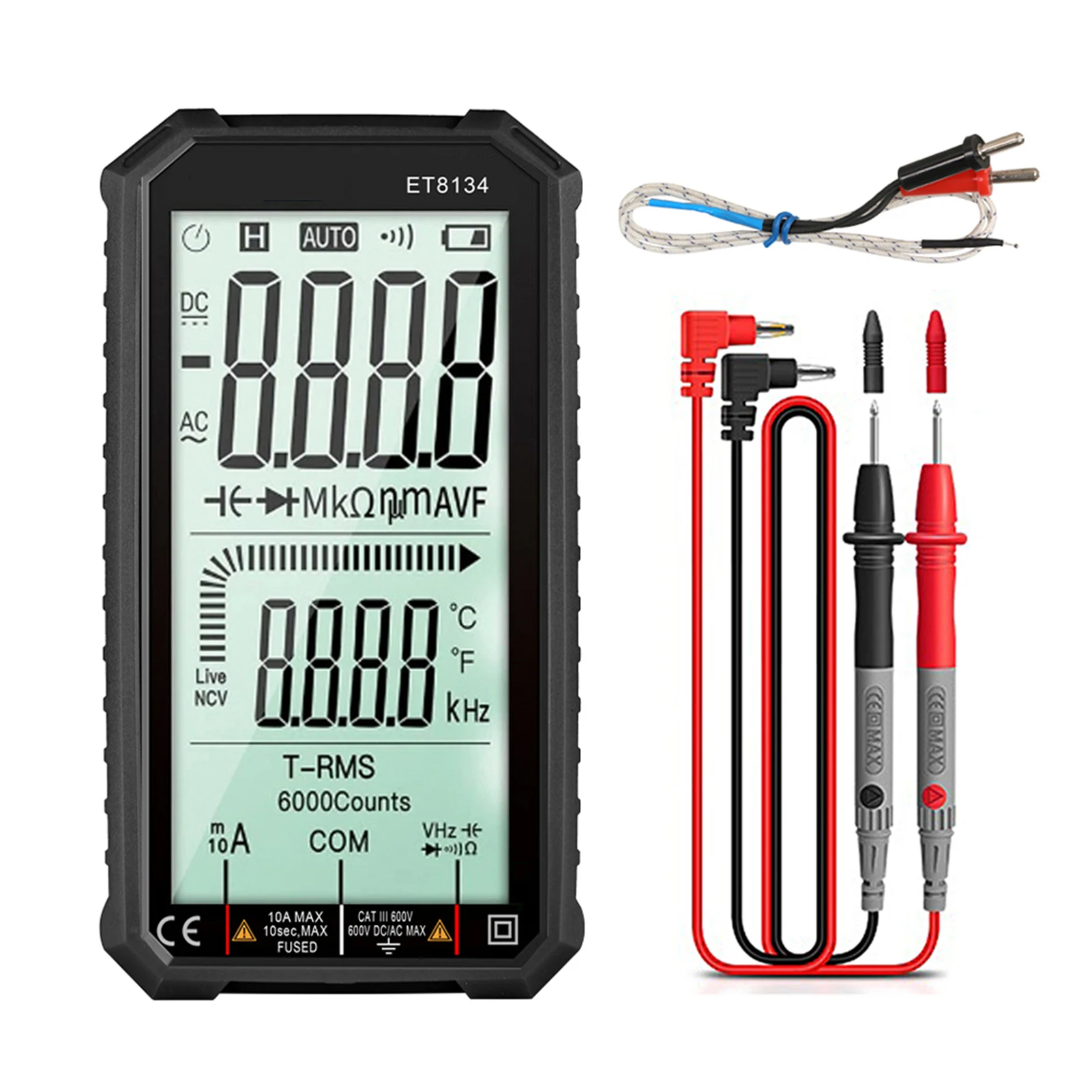 TOOLTOP ET8134 Digital Multimeter 4.7In LCD DC/AC Current Voltage ...