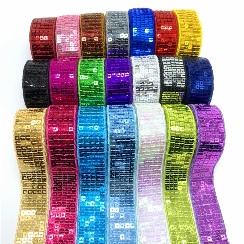 2y/5Yards/Lot 25mm Sequins Ribbon Lace Trim Sequin Sewing Fabric For ...
