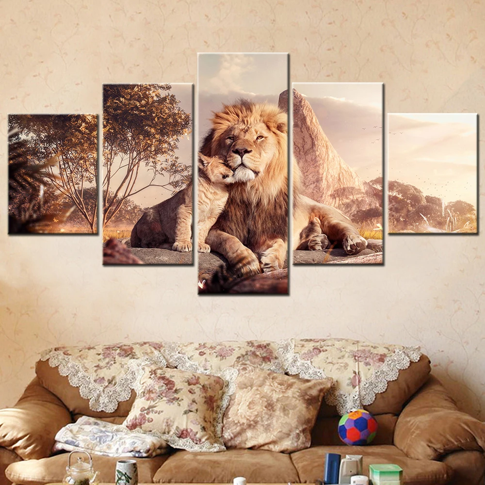 Lion-and-Cub-Canvas-Painting-Wall-Art-Decor-com-Frame-Modular-Room ...